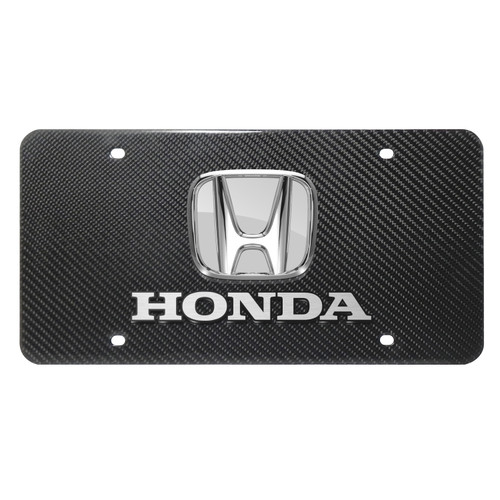 Honda 3D Chrome Logo Dual 100% Real Carbon Fiber License Plate - Car ...