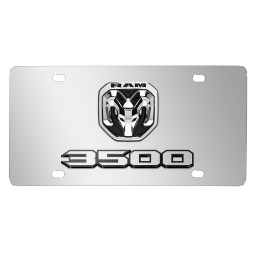 2019 RAM 3500 3D Dual Logo on 12"X6" Chrome Stainless Steel License ...