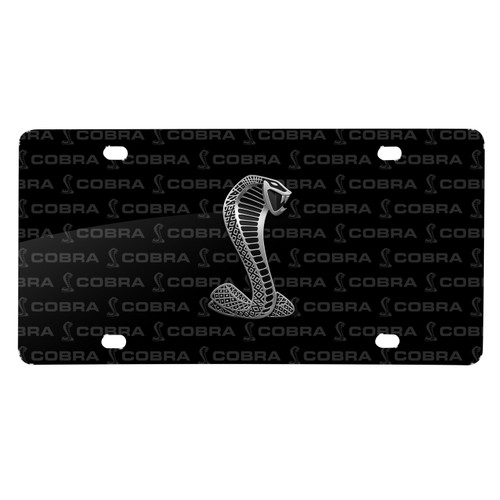 Ford Mustang Cobra 3D Logo on Logo Pattern Black Aluminum License Plate ...