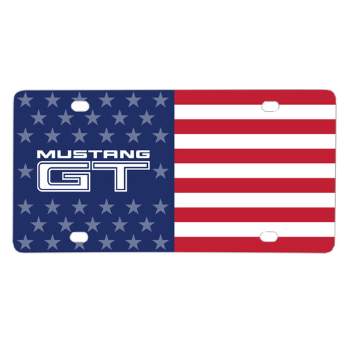 Ford Mustang GT Logo USA Flag Graphic Special Aluminum Metal License ...