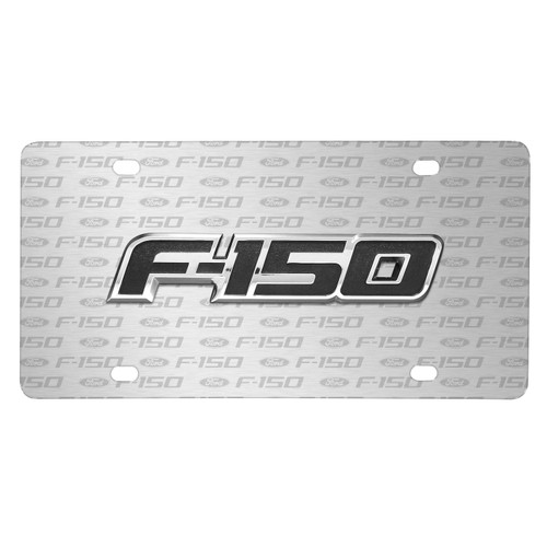 Ford F-150 3D Logo on Logo Pattern Brushed Aluminum License Plate - Car ...