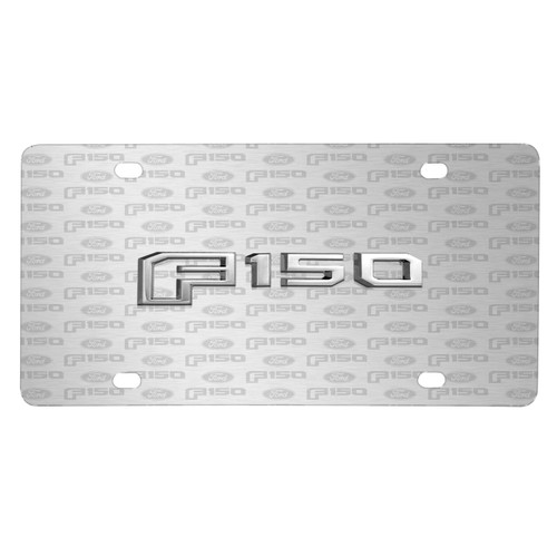 Ford F-150 2015 up 3D Logo on Logo Pattern Brushed Aluminum License ...