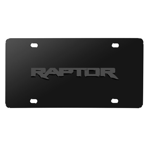 Ford F-150 Raptor 3D Dark Gray Logo on Black Stainless Steel License ...