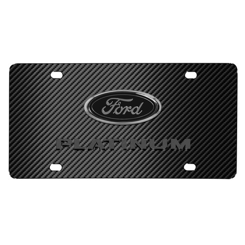 Ford Platinum 3D Dark Gray Logo on Black Carbon Fiber Pattern Stainless ...