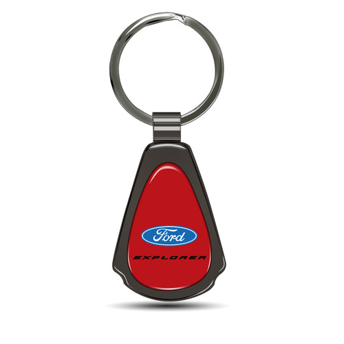 Ford Explorer Red Dome Dark Gunmetal Metal Teardrop Key Chain - Car ...