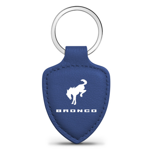 Ford Bronco Blue Genuine Leather Shield-Style LED Printed Logo Key ...