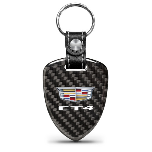 Cadillac CT4 Logo Real Black Carbon Fiber Large Shield-Style Key Chain ...