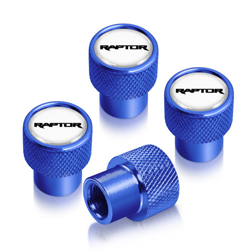 Ford F-150 Raptor in White on Blue Easy-Grip Aluminum Tire Valve Stem ...