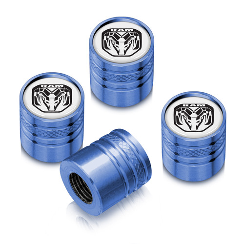 RAM 2019 up Logo in White on Blue Cylinder Style Aluminum Tire Valve ...