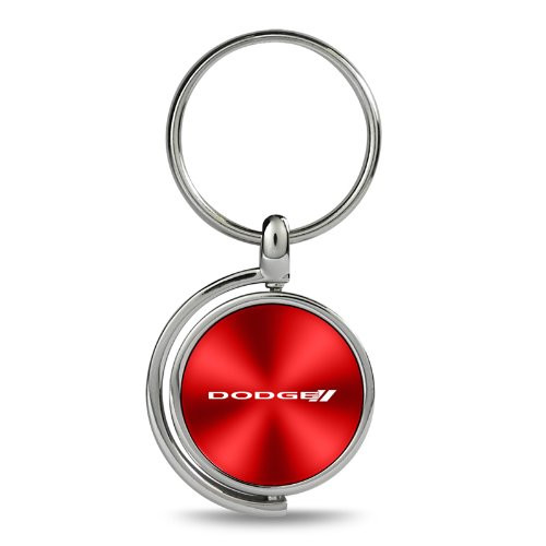 Dodge New Logo Red Brushed Metal Spinner Key Chain - Car Beyond Store