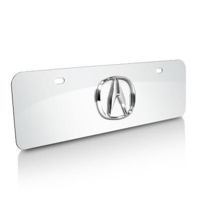 Acura 3D Logo Chrome Steel Half-size License Plate - Car Beyond Store