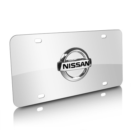 Nissan 3D Logo Stainless Steel Chrome Steel License Plate - Car Beyond ...