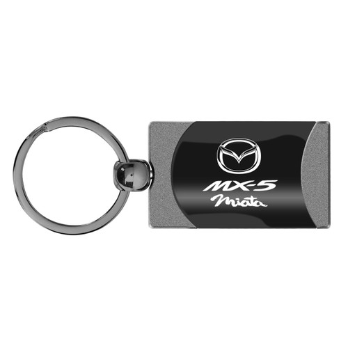 Mazda MX5 Two Tone Gun-Metal Rectangular Key Chain Key Fob - Car Beyond ...