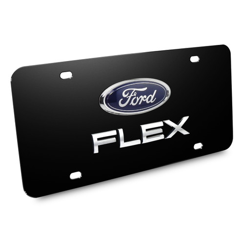 Ford Flex Double 3d Logo Black Stainless Steel License Plate, Made in ...