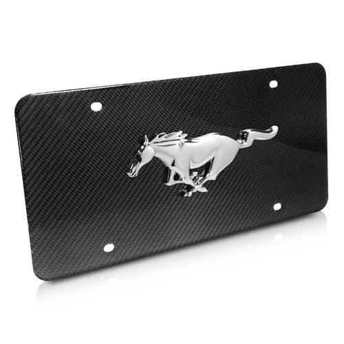 Ford Mustang 3D Logo on Real Carbon Fiber License Plate - Car Beyond Store