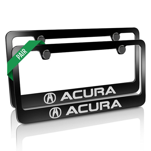 2 Acura Logo Black Metal Engraved License Plate Frames - Car Beyond Store