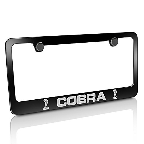 Ford Shelby Cobra Dual Logo Black Metal License Plate Frame - Car ...