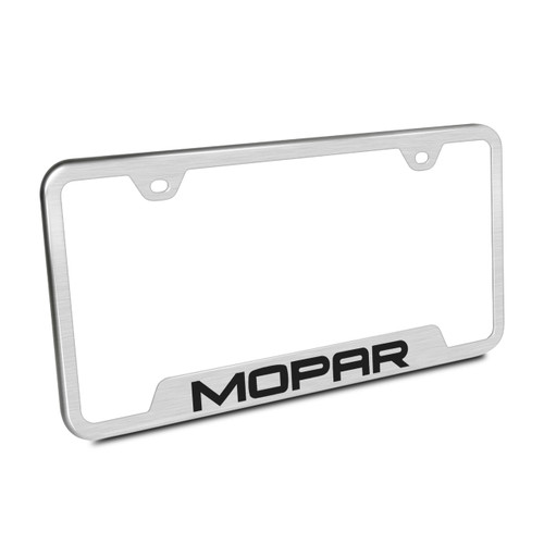 Mopar Brushed Stainless Steel License Plate Frame for Dodge Jeep RAM - Car Beyond Store