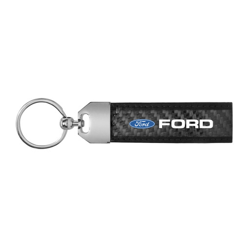 Ford Logo Real Carbon Fiber Leather Key Chain with Black Stitching ...