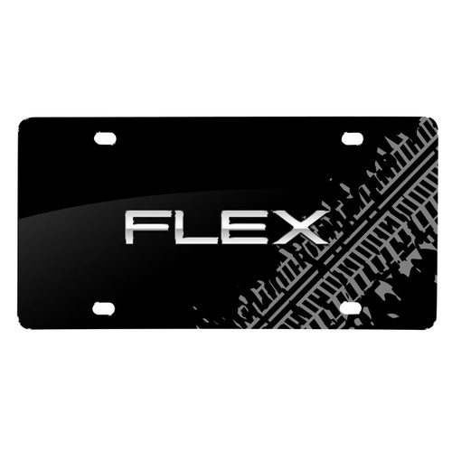 Ford Flex 3D Logo Tire Mark Black Stainless Steel License Plate - Car ...