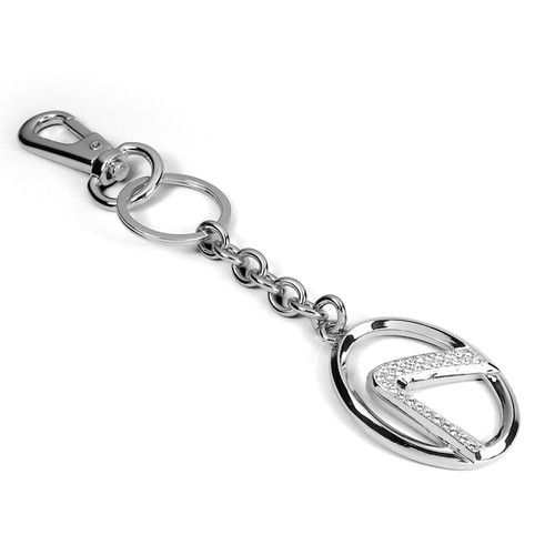 Lexus Logo Chrome Finish Clear Crystals Bling Key Chain - Car Beyond Store