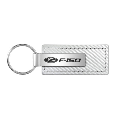 Ford F-150 White Carbon Fiber Texture Leather Key Chain - Car Beyond Store