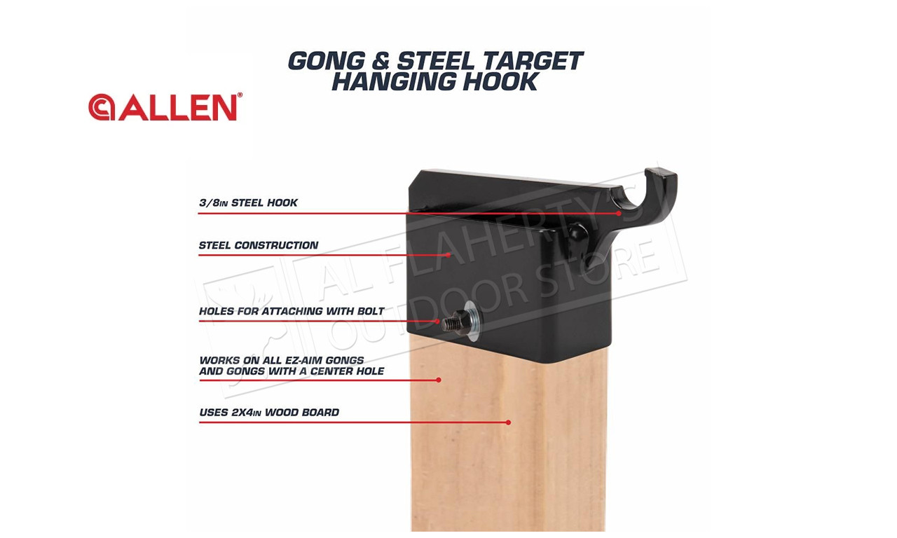 Allen EZ-Aim Steel Gong Shooting Target Hanging Hook, for 2" x 4", 2.1 ...
