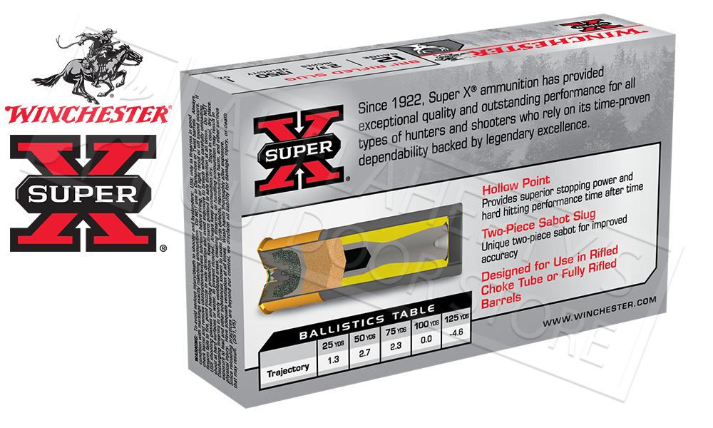 Winchester Super X Sabot Slugs 12 Gauge 2-3/4", 1 oz., 1350 fps, Box of ...
