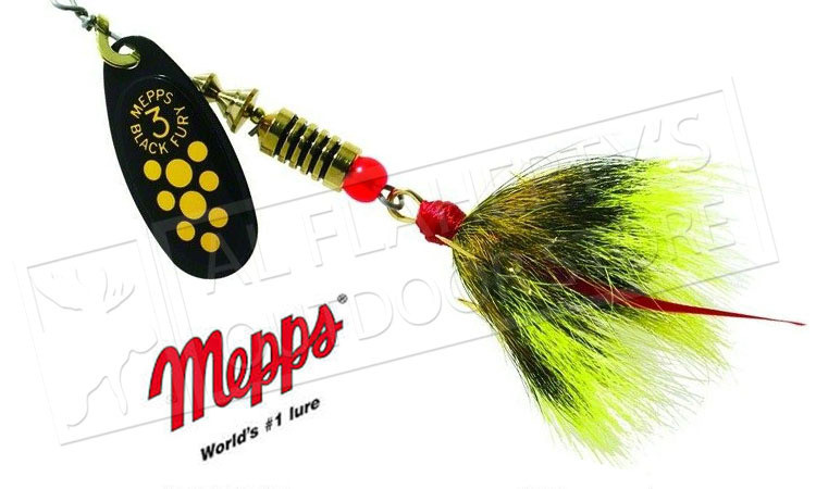 Mepps Black Fury Spinners, Inline, Dressed Treble Hook, Size 0, 1/12 oz ...