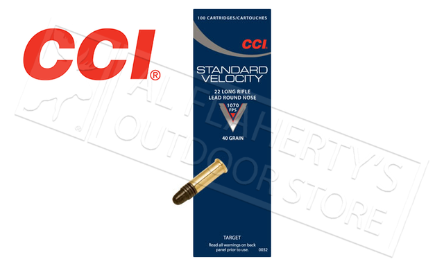CCI Standard Velocity 22LR, 40 Grain Lead Round-Nose Box of 100 #0032 ...