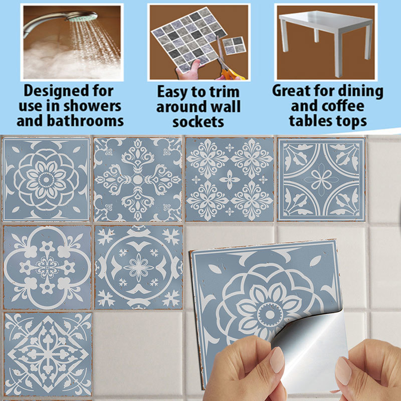 glitter silver chrome grey tile stickers 6x6 4x4 Inch Tile Stickers uk