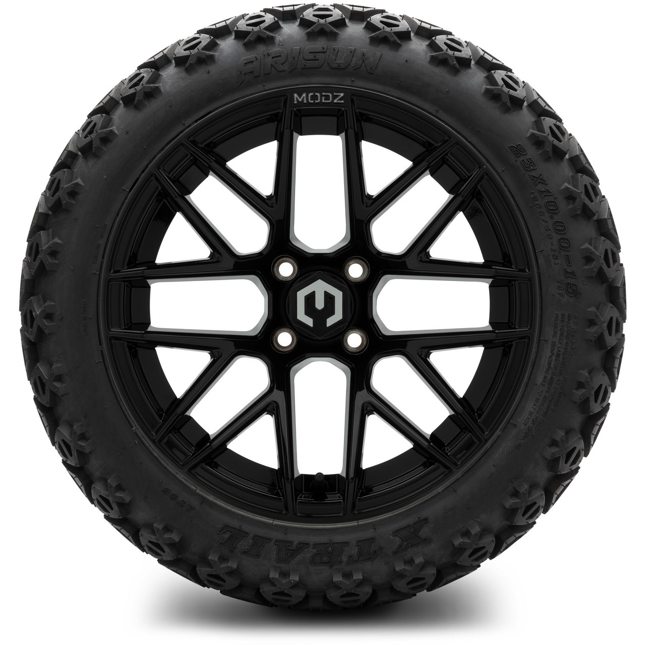 MODZ® 15" Matrix Glossy Black Wheels and Off-Road Tires Combo
