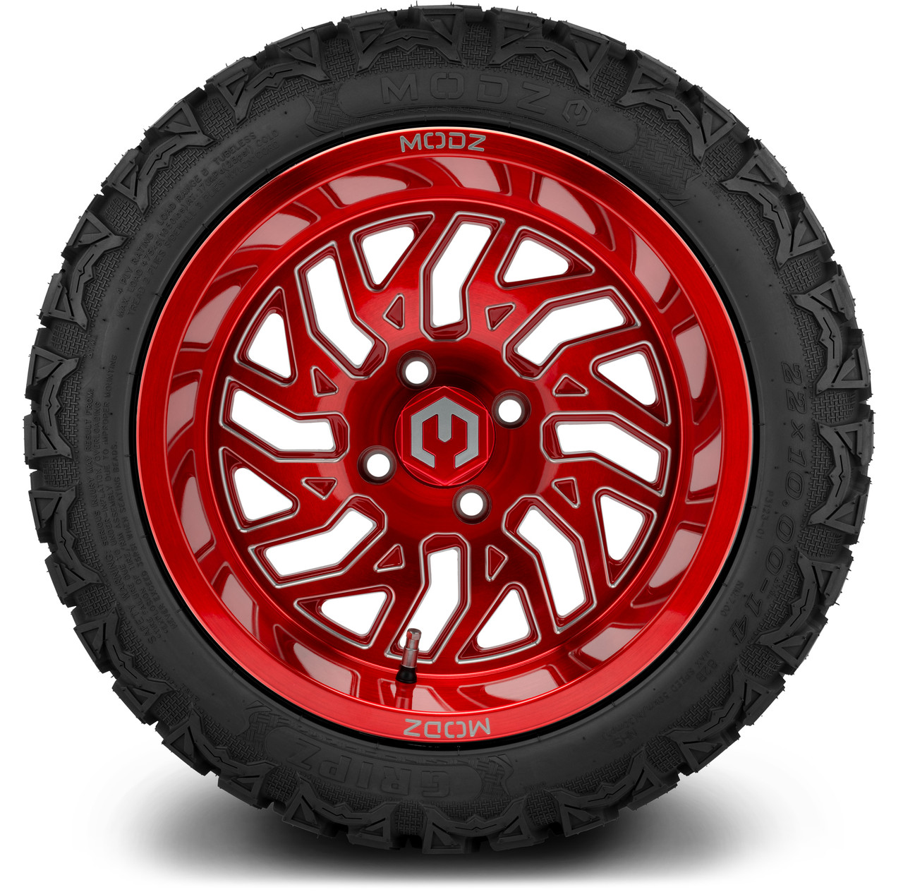MODZ® 14" Carnage Brushed Red with Ball Mill Wheels and Off-Road Tires ...