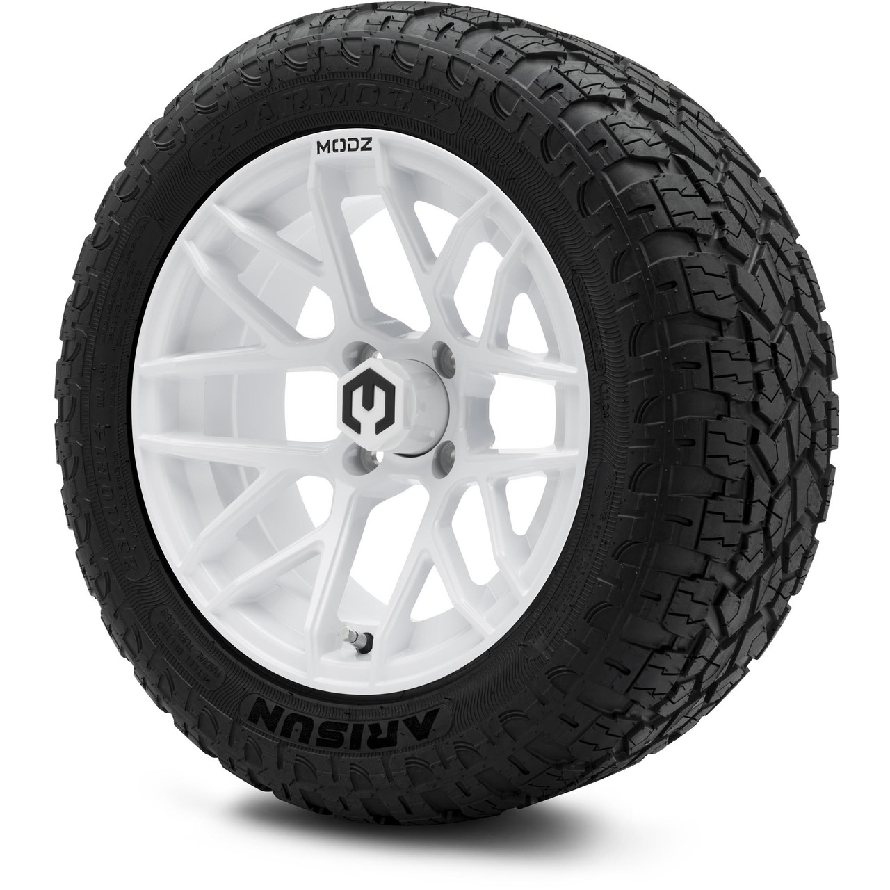 MODZ® 14" Matrix Glossy White Wheels and Off-Road Tires Combo