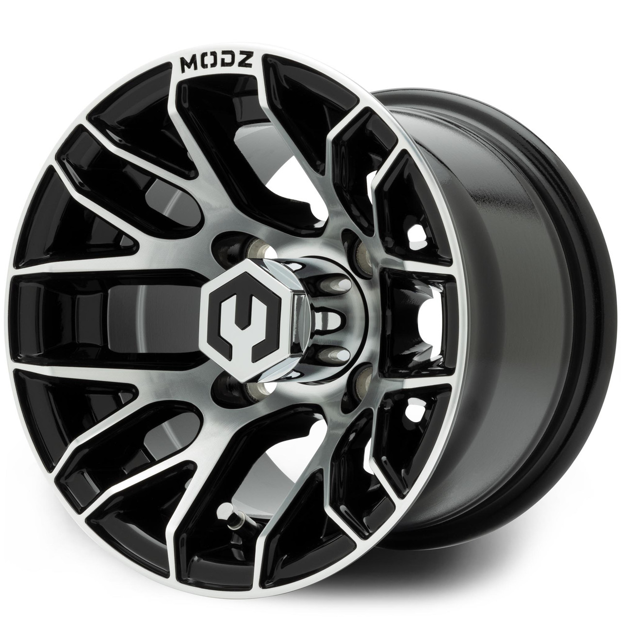 MODZ® Matrix Machined Black 10" Golf Cart Wheels