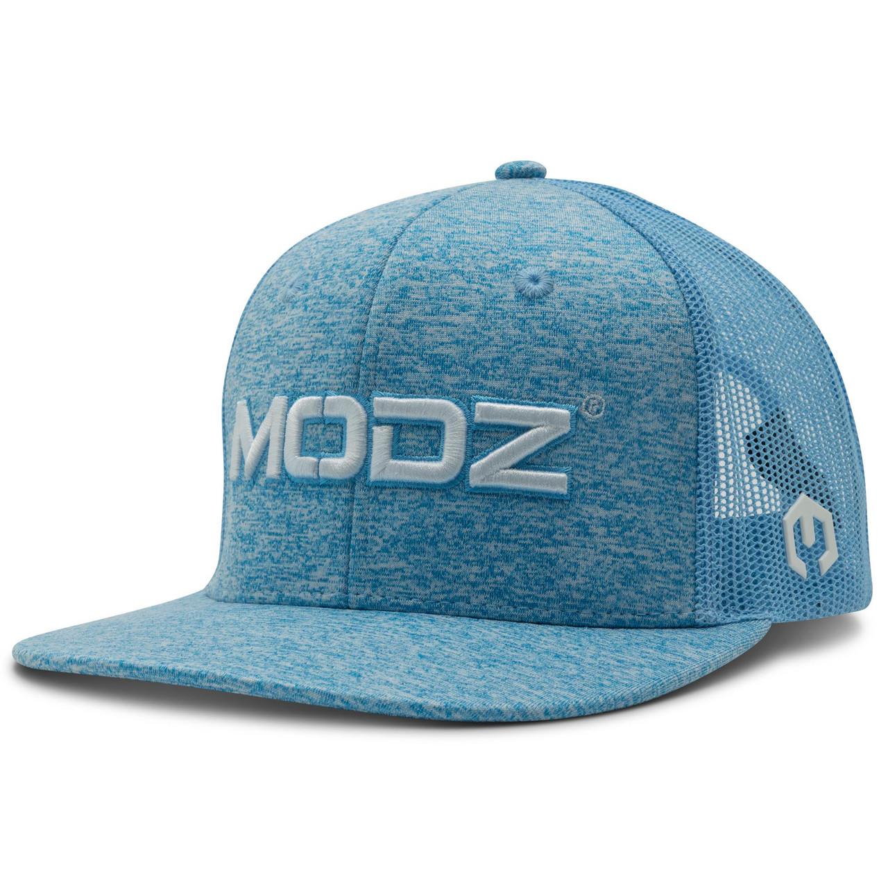 MODZ® Light Blue Paisley Six Panel Flat Brim Trucker Hat
