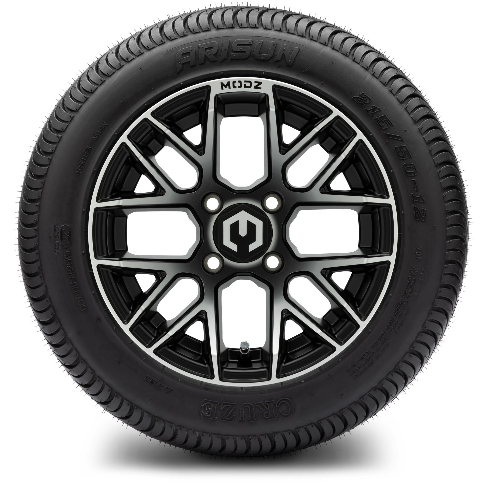 MODZ® 12" Matrix Machined Matte Black Wheels and Street Tires Combo