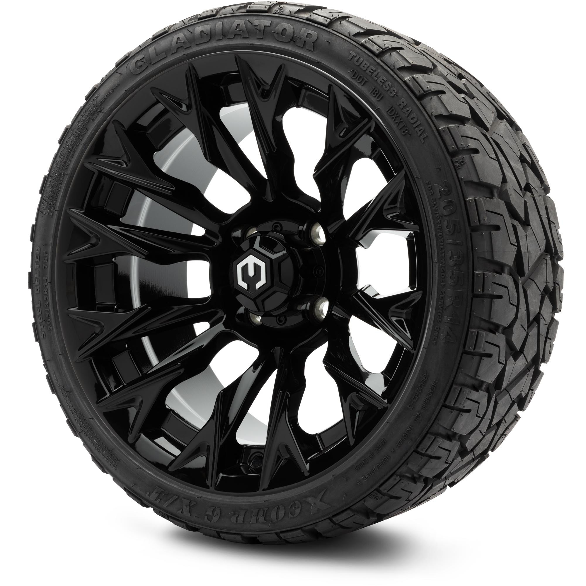 MODZ® 14" Falcon Glossy Black Wheels and Off-Road Tires Combo