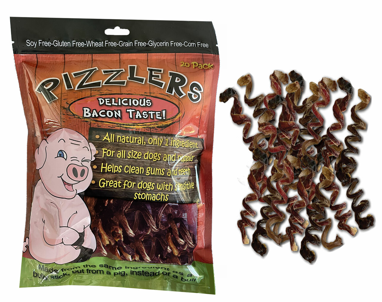 20 Pack Pizzlers (SPIRAL) Pork Pizzle
