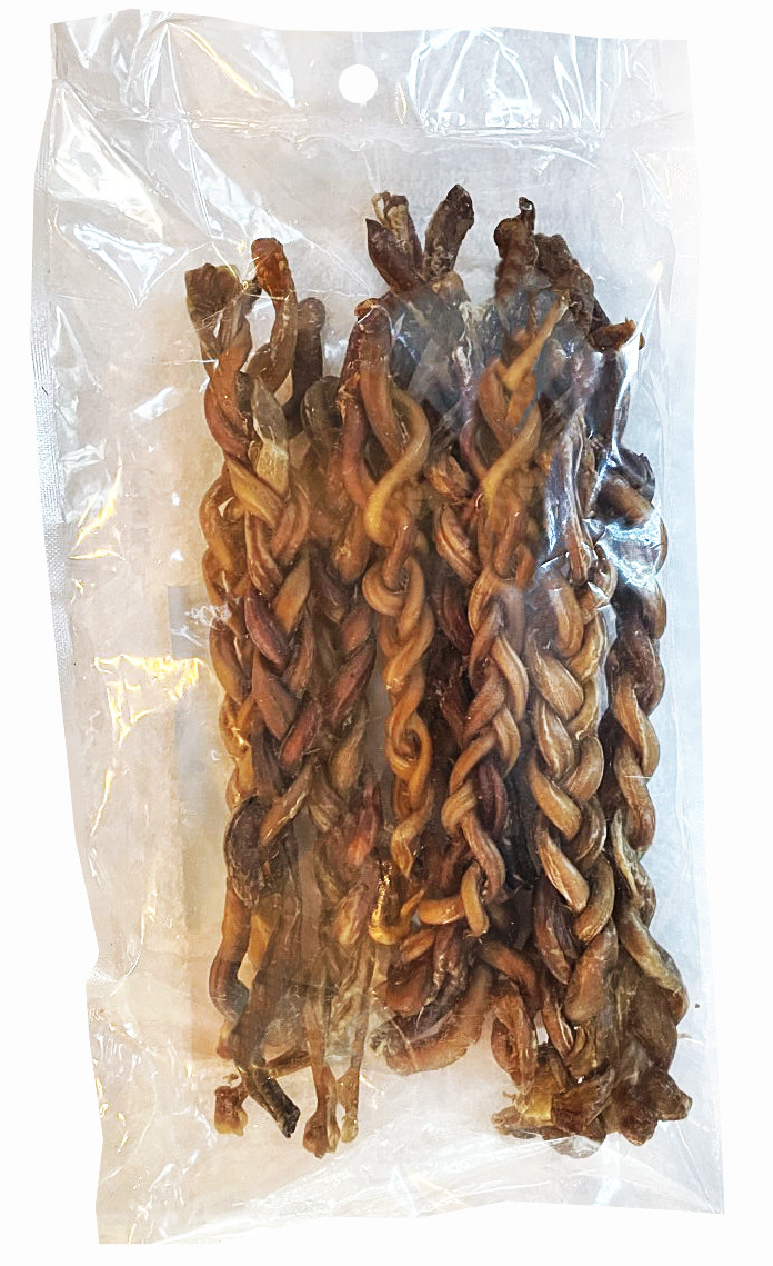Lamb PNS Stick (lamb pizzle) Braided 6-9 Inch 6 Ounce Zip Lock Bag