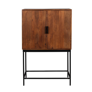 Retro Dark Mango Wood Tall 2 Door Cabinet - Saroo