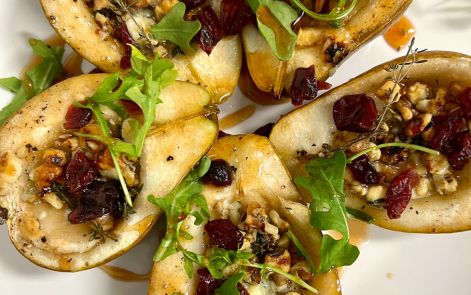 Roasted Anjou Pear w/ Gorgonzola and Hot Honey - Pacific Coast Fresh Co.