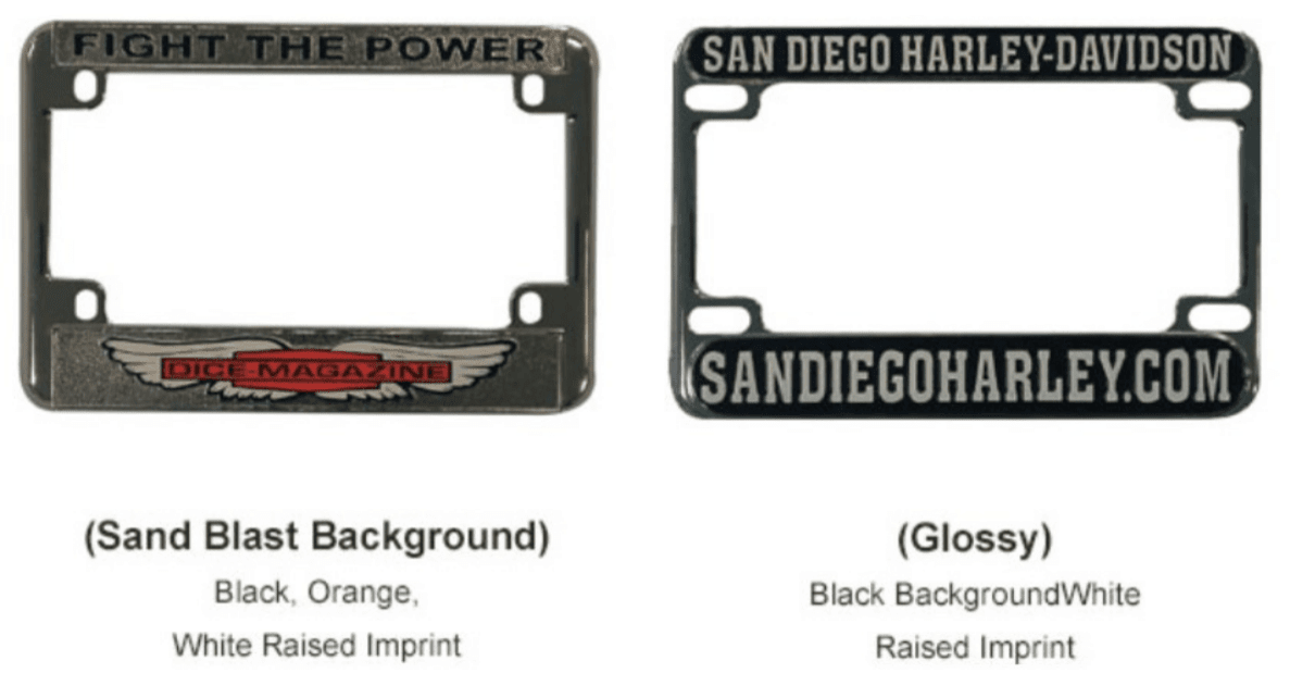 Motorcycle Plate Frames - Plastic Raised Letter
