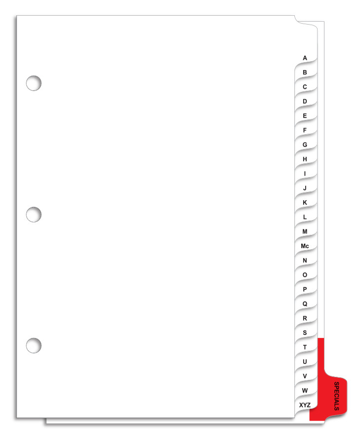 FILE RIGHT Ringbook Alphabet Divider