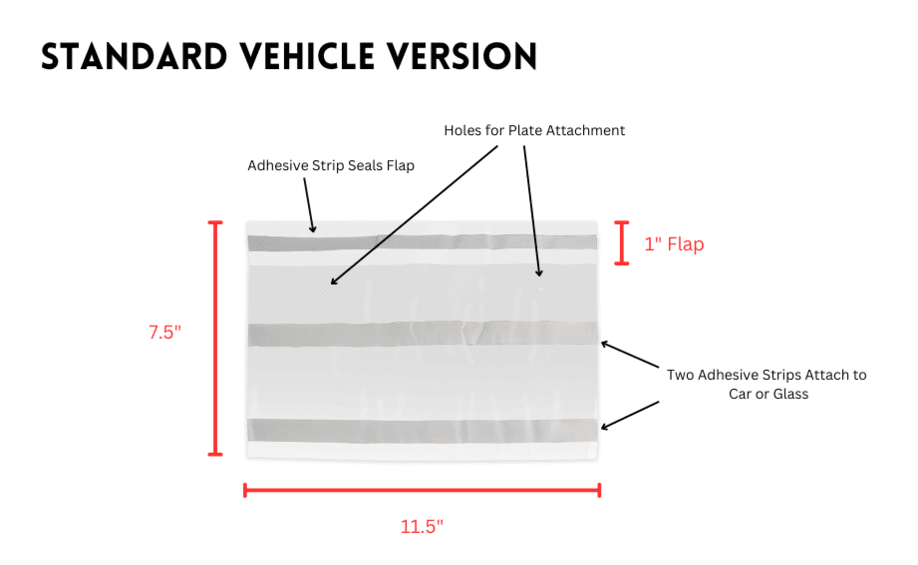 License Plate Temporary Registration Pouch VEHICLE (TRP) w/Adhesive ...