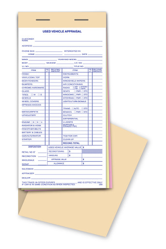 Used Vehicle Appraisal Books 3-part (Form# 298)