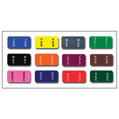 FILE RIGHT Color-Code Month Labels - Ringbook (Full set JAN-DEC) 12 packs
