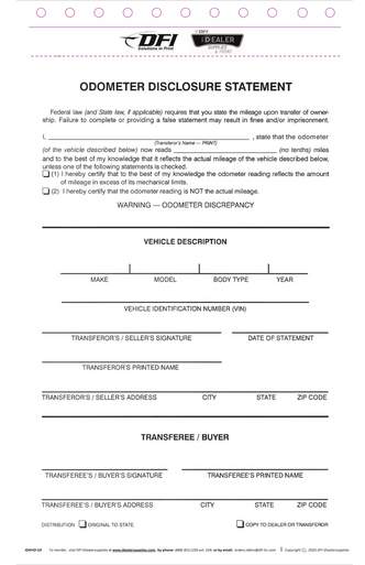 Odometer Disclosure Statement (IDAHO-10)