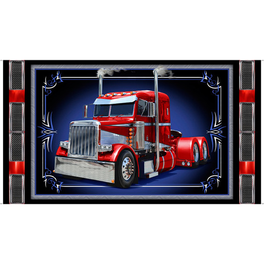 Keep On Truckin Semi Truck Picture Patches Cotton Quilting Fabric Panel
