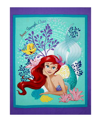 Disney Little Mermaid Princess Ariel Portrait Cotton Quilting Fabric Panel